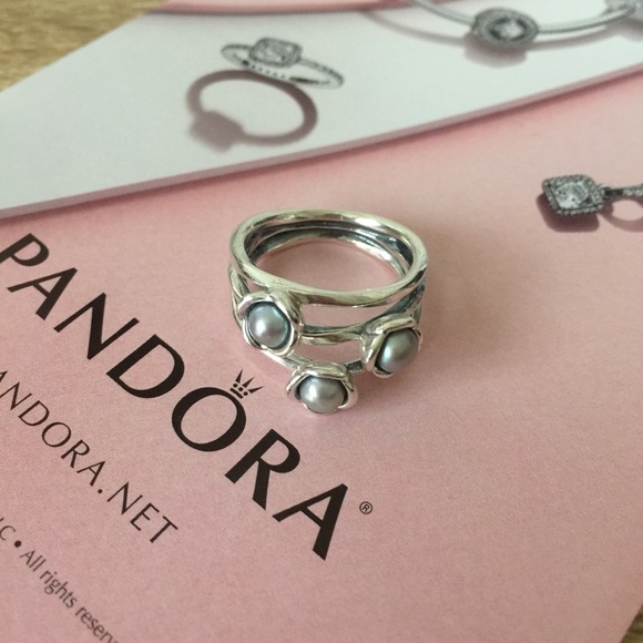 Pandora | Jewelry | New Pandora 3 Wishes Grey Pearl Silver Ring | Poshmark